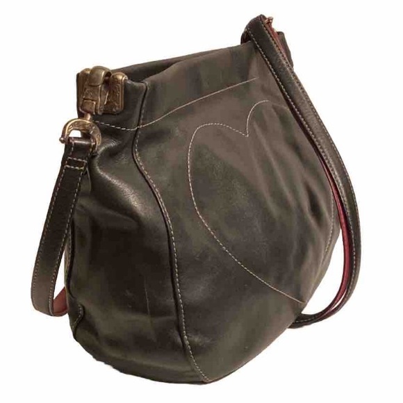 Brighton | Bags | Brighton Jodi Black Leather Heart Crossbody Purse ...